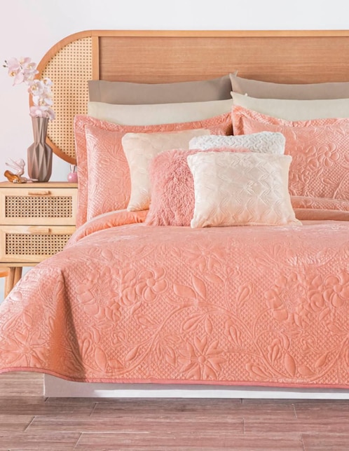 Set de colcha Concord Premium Velvet Durazno 1